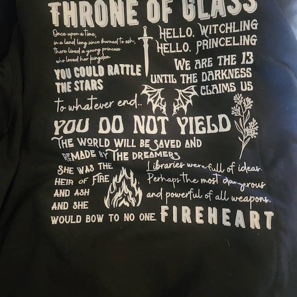 Throne of Glass Sweatshirt, OFFICIALLY LICENSED Sarah J Maas Merch TOG ...