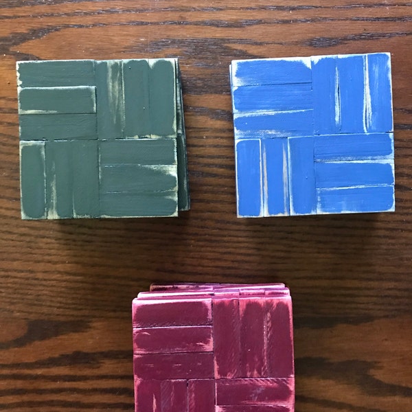 Chunky Rustic Wood Mittens CHRISTMAS ORNAMENTS Pair White Red Black ...