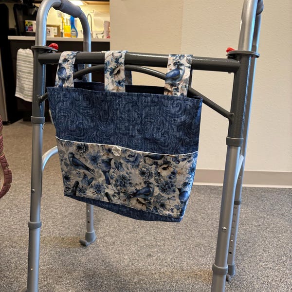 Handmade Walker Caddy With Birds, Ready to Ship, Bag Tote Purse W ...