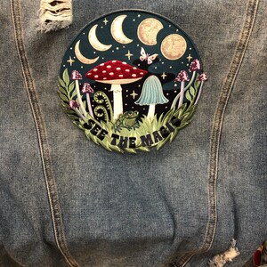 See the Magic Nature XL Back Patch Frog, Mushroom, Moon Phases & Plants ...