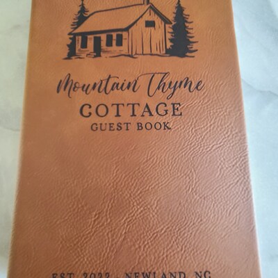 Personalized Leather Lodge Guest Book, Engraved Lined Journal ...