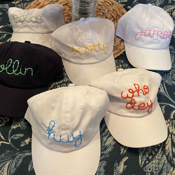 Adult Custom Hand Embroidered Baseball Hat - Etsy