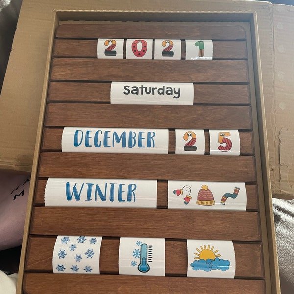 Weather Calendar for Kids. Wood Calendar With Months, Days, Weather ...