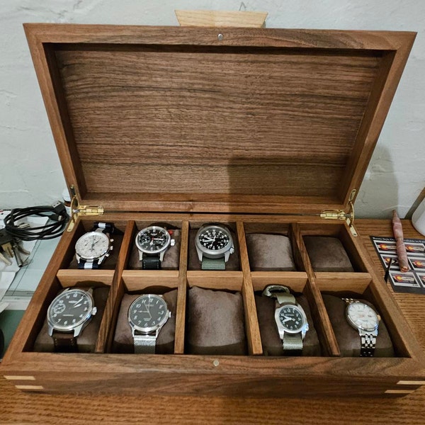 Walnut Watch Box With Drawer, Personalized Watch Case With Acrylic Lid ...