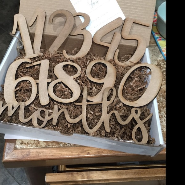 Baby Monthly Milestone Wood Cutouts - Baby Shower Gift - Monthly Photo ...