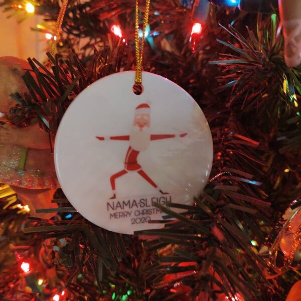 Yoga Santa Christmas Ornament, "nama-sleigh", Yogi Gift - Etsy