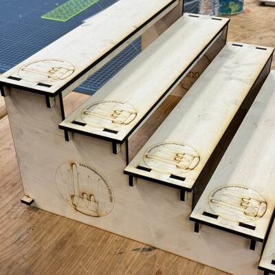 Two 4 Tier Mobile Display Shelf Stands, SVG Laser Cutting Display Stand ...