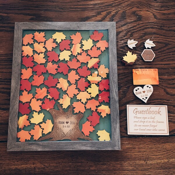 Personalized Fall Wedding Tree Drop Box Guest Book Alternative | Unique ...