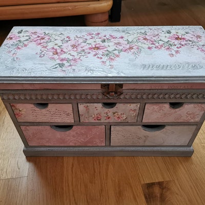 Vintage Tea Box, Tissue Box and Tray Tea Box With 9 Compartments Wooden ...