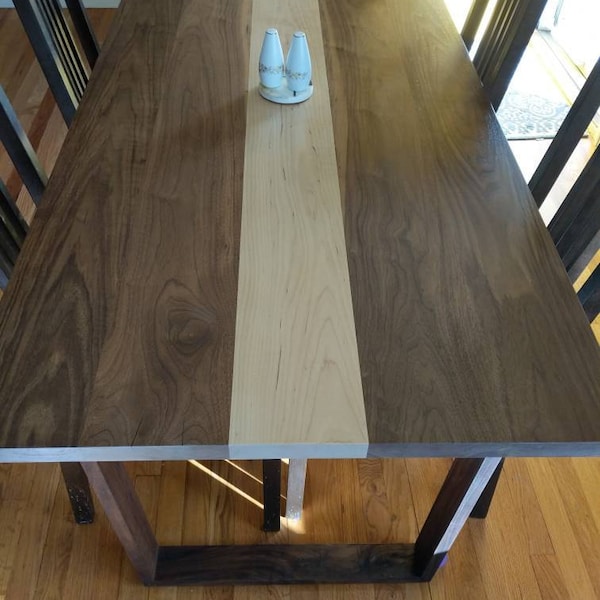 Black Walnut and Maple Dining Table With Matching Wood Legs - Etsy