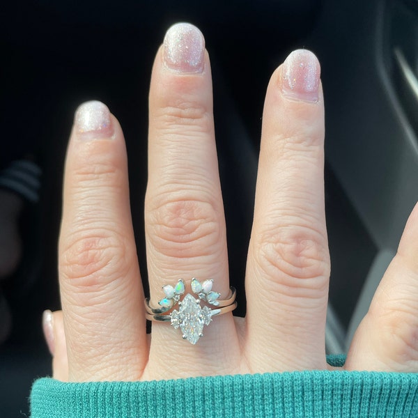 Jubilee, Vintage Art Deco Round Moissanite Diamond Ring, Partial Halo ...