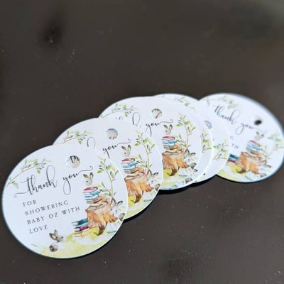 Storybook Baby Shower Round Gift Tag Template, Printable Book Themed ...