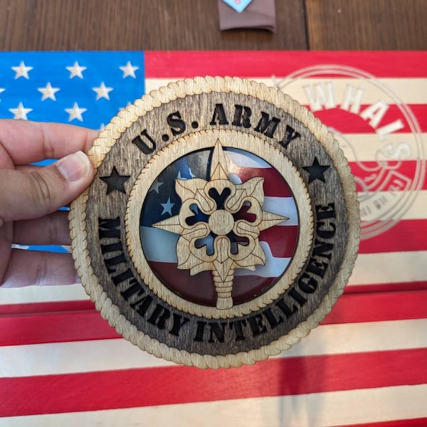 5 Branch Laser Cut Military 8" Wall Plaques With American Flag ...