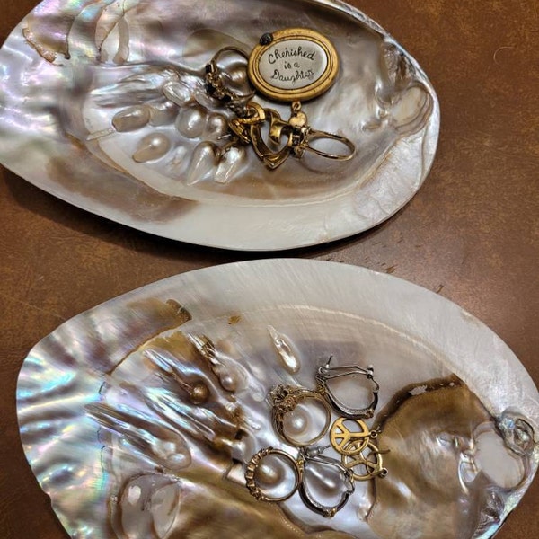 Large Natural Mother of Pearl Shell Dish W Real Iridescent Blister ...