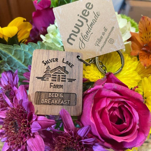 Rectangle Wood Key Chain - Custom Engraved Keychain, Airbnb Cabin ...