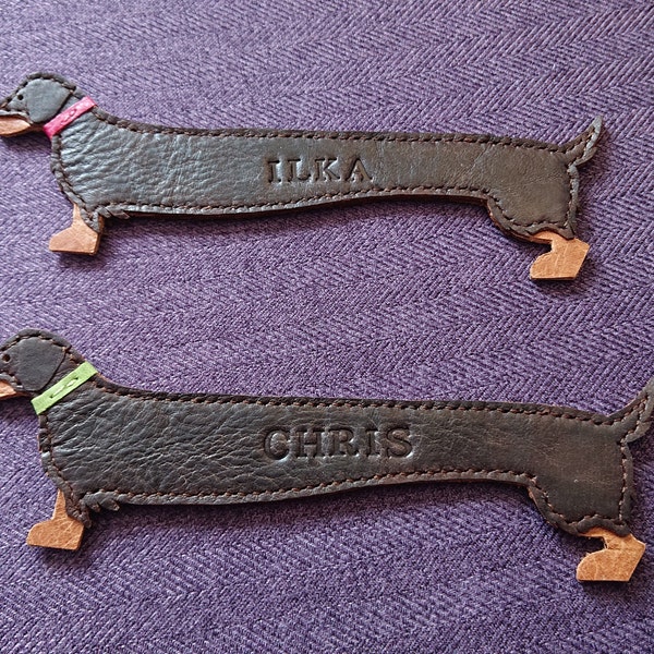 Sausage Dog Bookmark, Custom Leather Bookmark, Miniature Dachshund Gift ...