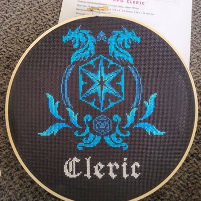 RPG Cleric Cross Stitch Pattern, Role Play Tabletop Embroidery, Dnd ...