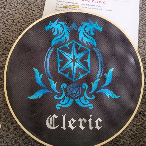 RPG Cleric Cross Stitch Pattern, Role Play Tabletop Embroidery, Dnd ...
