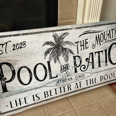Personalized Pool & Patio Sign, Pool Sign, Swimming Pool Decor, Outdoor ...