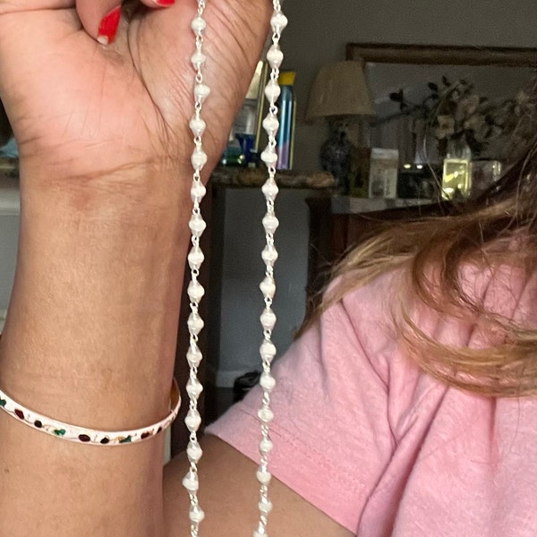 Silver Handcrafted Basil Rosary Plant Beads Necklace Chain Tulsi Mala ...