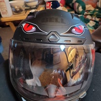 Pair of Evil Eyes Eye Design With Green Iris for Motorcycle Helmet ...