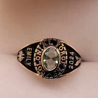 Customized Sterling Silver Womens High School Class Ring Bold ...