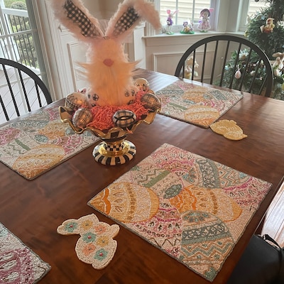 Easter Egg Beaded Placemat , Multicolour 14.5x14.5inch - Etsy