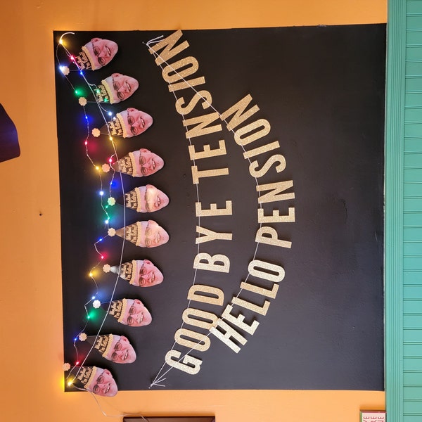 Goodbye Tension, Hello Pension Banner / Retirement Party Sign ...