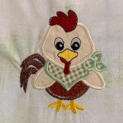 Applique Rooster Machine Embroidery Design Farm Bandana Baby Chicken ...
