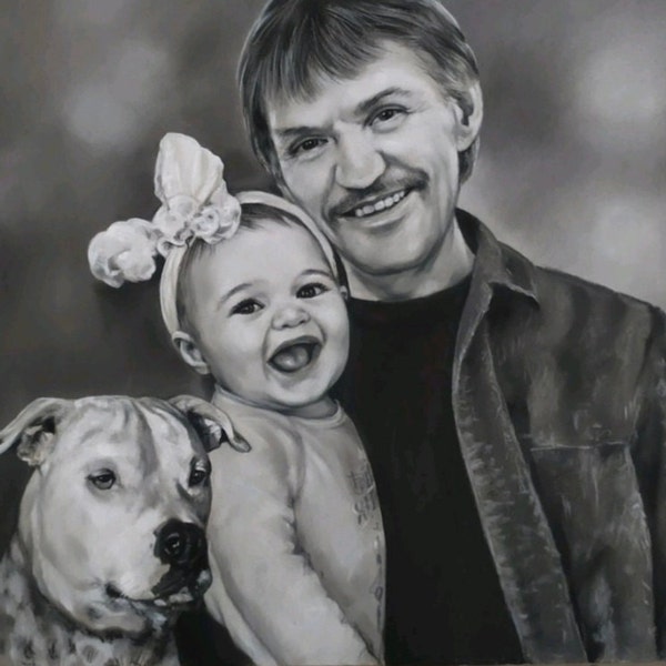 Real Custom Family Portrait From Photo - Finely Crafted With Pastels, A ...
