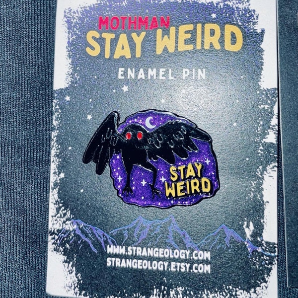 Mothman Stay Weird Enamel Pin // Cryptid Art, Lapel Pin, Merch, Accessories, Cryptozoology ...