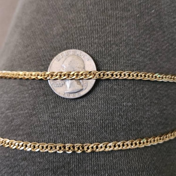 Real 14K Yellow Gold Double Cuban Link Chain, 3mm 3.7mm 4.5mm Thick ...