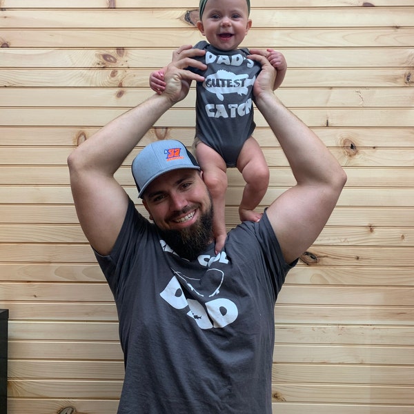 Reel & Cutest Catch Men's T-shirt and Infant Bodysuit Dad and Baby ...