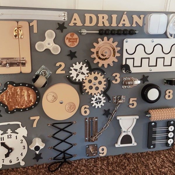 Trendy Gray Toddler Busy Board, Montessori Classroom Decor, Fidget Toy ...