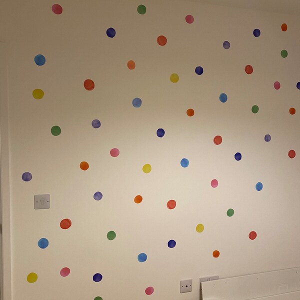 Polka Dot Wall Stickers | Rainbow Watercolour Decal's Dots | Watercolor ...