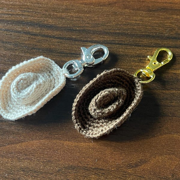 Crochet Pattern Cowboy Hat Keychain Crochet Pattern for Mini Cowboy Hat ...