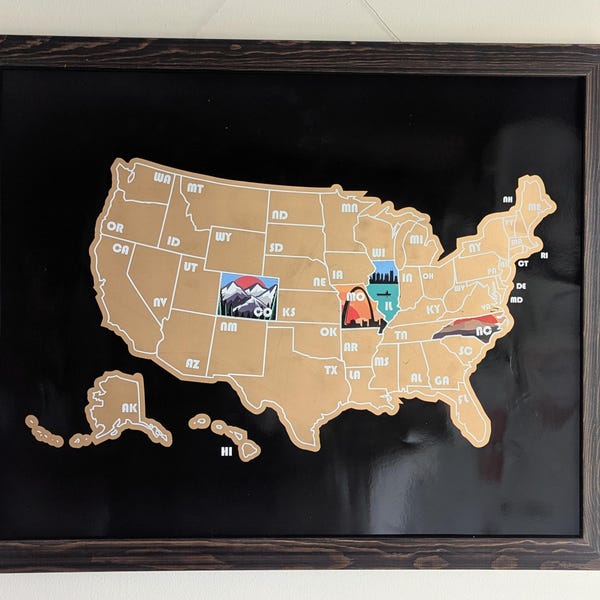 50 States Scratch off Map, Scratch off Poster, US State Map Scratch Off ...