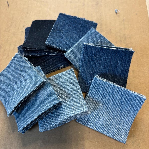 Denim Flowers, 4 Denim Flower Cut Outs, Sew on Denim Patches, Quilting ...