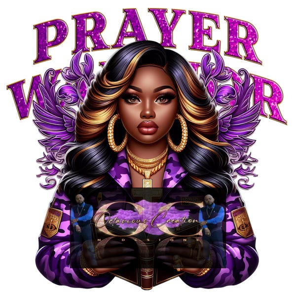 Prayer Warrior Digital PNG Design | Purple Faith Art for DTF ...