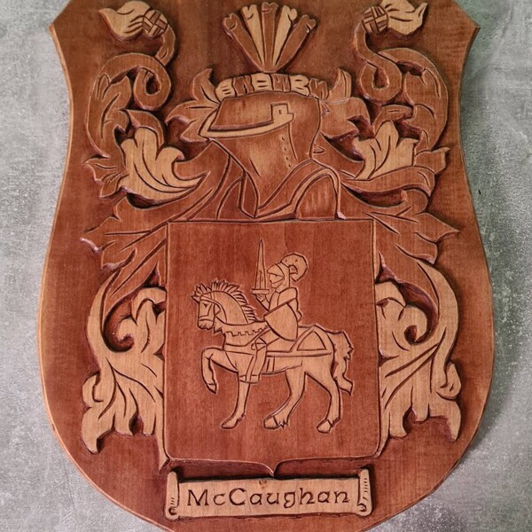 BIG Personalized Family Crest Type 2, Hand Carved, Coat of Arms, Custom ...
