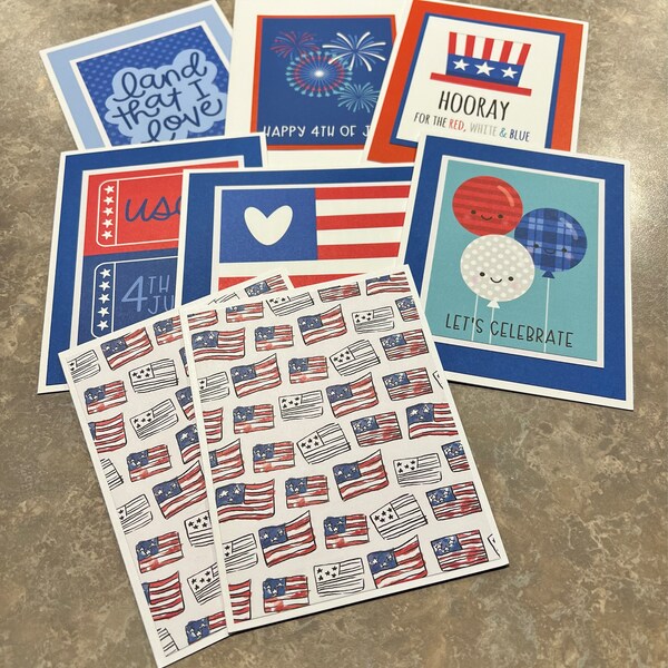 Set of 6 Stars and Stripes Patriotic Notecards With Envelopes, Stars ...