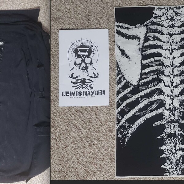 Ribcage Back Patch, Ribcage, Skeleton Patch, Bones Patch, Cloth Patch ...