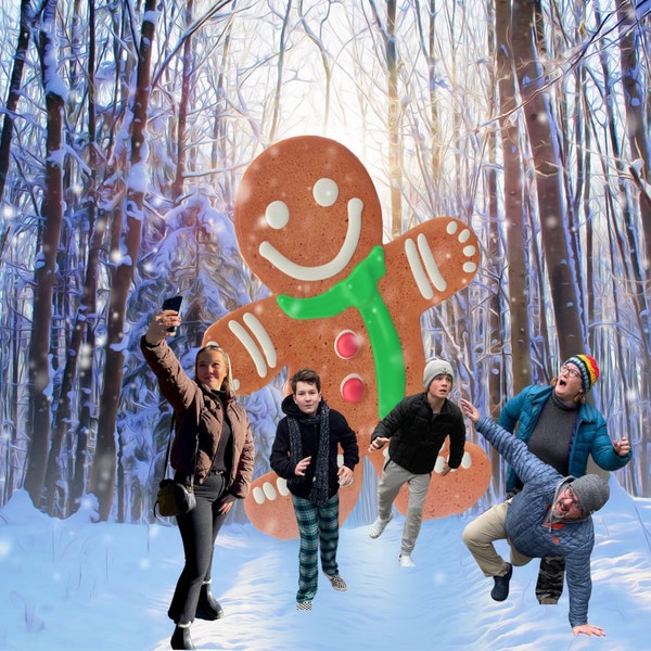 Gingerbread Man Chase Digital Backdrop/background, Can't Catch Me I'm ...