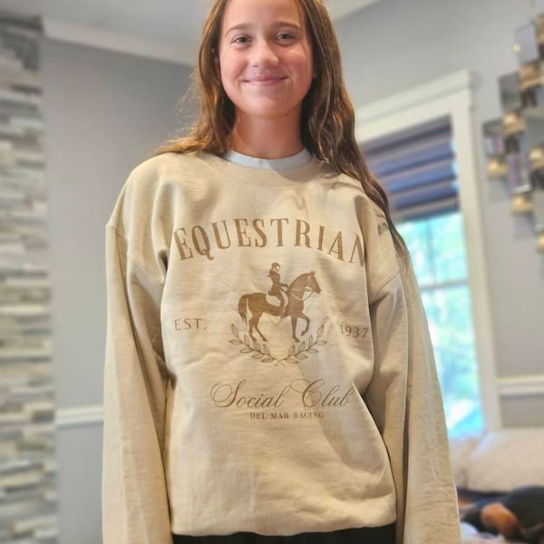 Equestrian Social Club Sweatshirt, Custom Horse Head Crewneck Sweater ...