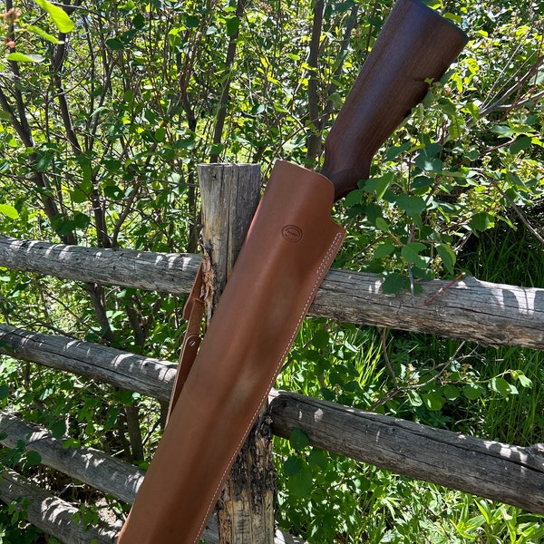 Tanned Leather Scabbard Case W Shoulder Carry Strap Fits Coach Shotgun ...