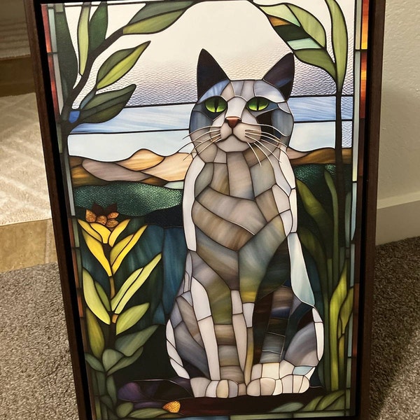 Stained Glass Window Effect Wall Art, Clouds in the Sky With Frame ...