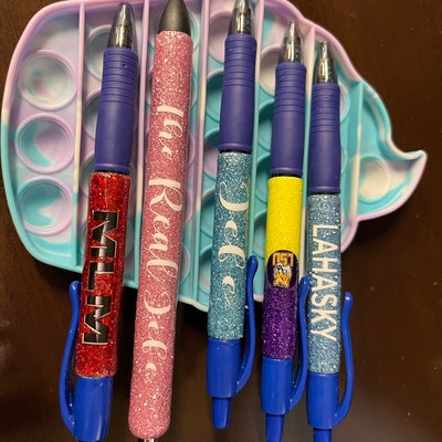 6 Piece Glitter Leopard Print Office Supply Set, Resin Scissors, Resin ...