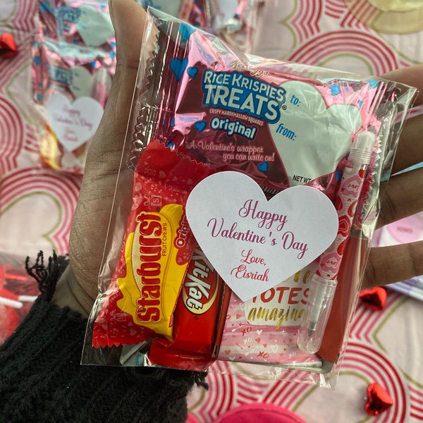 Valentine's Day Favor Stickers and Bags - 15 Heart Shaped Labels ...