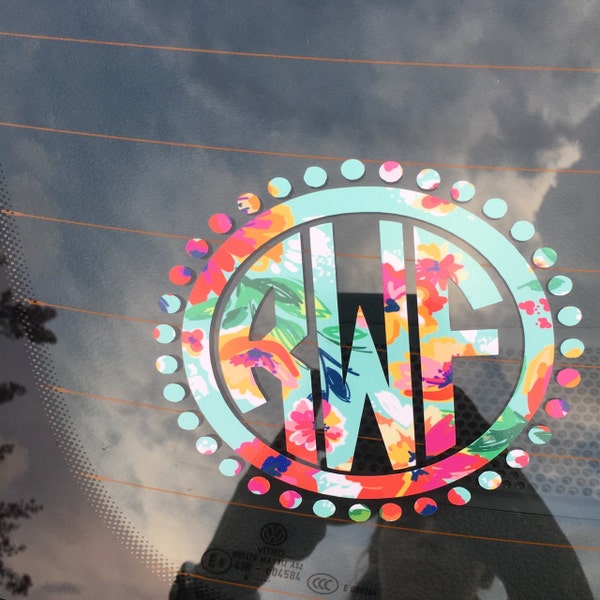 Lilly Monogram Decal - Vinyl Monogram Sticker - Monogram Decal for Car ...