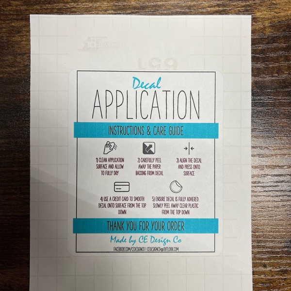 EDITABLE Vinyl Decal Care Card Instructions, Printable Decal ...